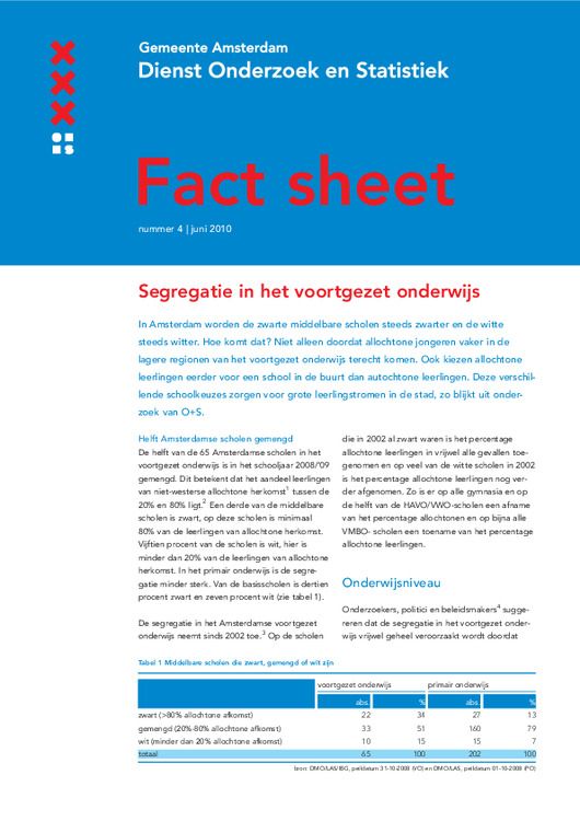 Segregatie in het voortgezet onderwijs | Website Onderzoek en Statistiek